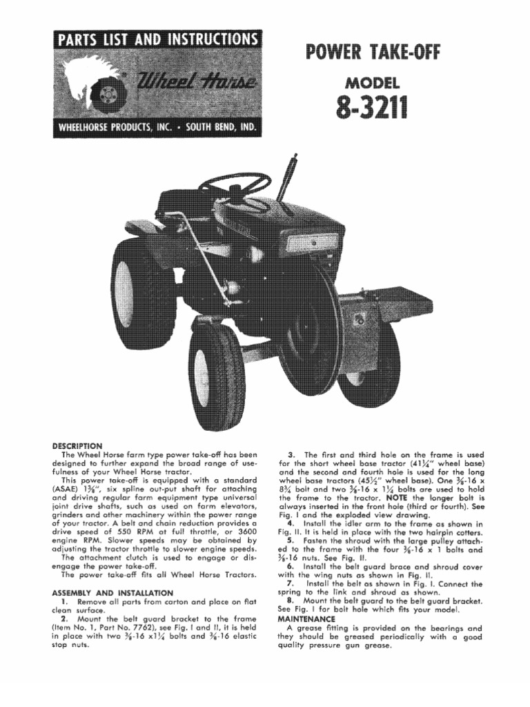 Wheel Horse Tractor Parts List | PDF | Screw | Equipment
