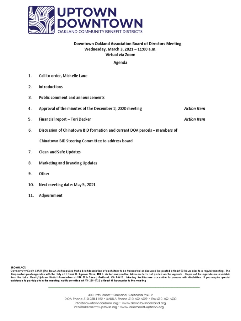 DOA Board Meeting March 3, 2021 | PDF | Budget | Business