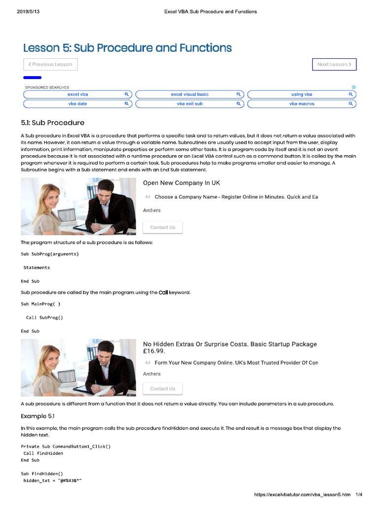 VBA Functions and Procedures | PDF VBA Functions and Procedures | PDF