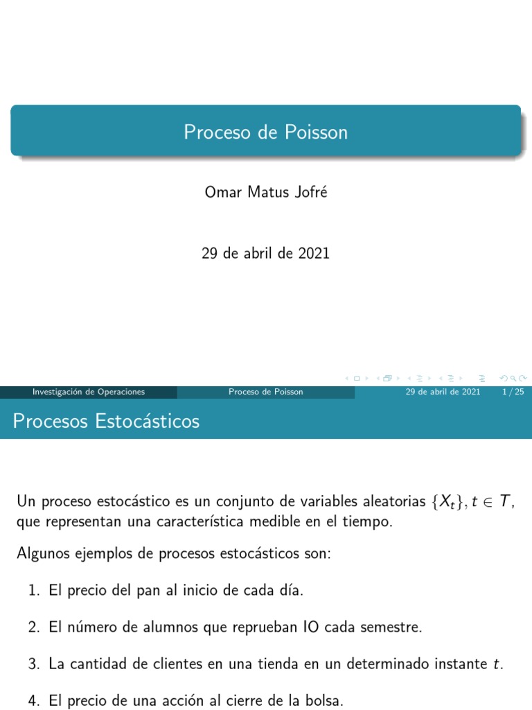 Clase 17 Proceso Poisson | PDF | Distribución de veneno | Enseñanza de ...