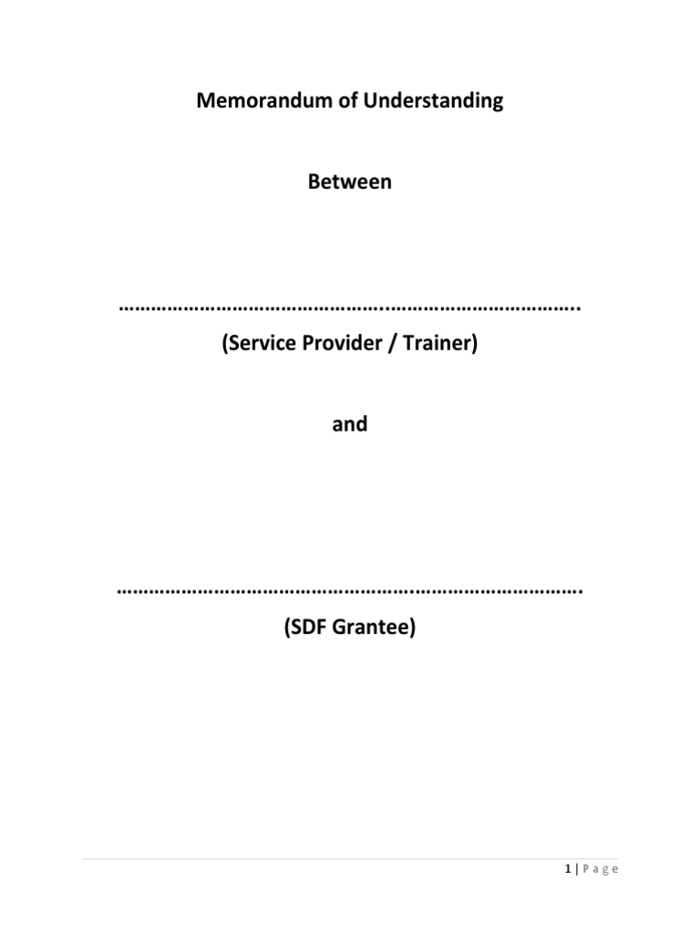 MoU Between Grantee and Trainer | PDF | Memorandum Of Understanding | Labour Law