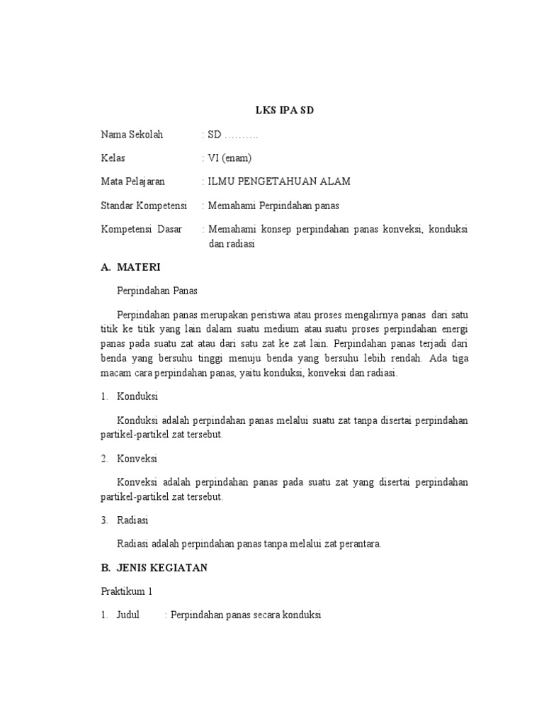 Contoh LKS IPA | PDF