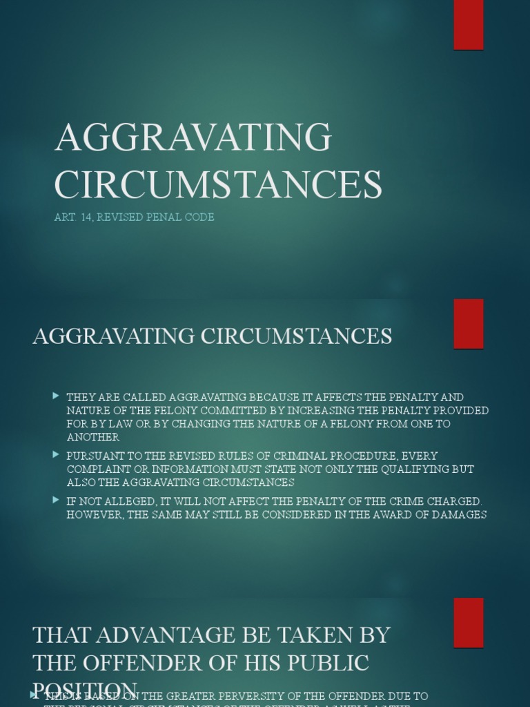Aggravating Circumstances: Art. 14, Revised Penal Code | PDF | Murder ...