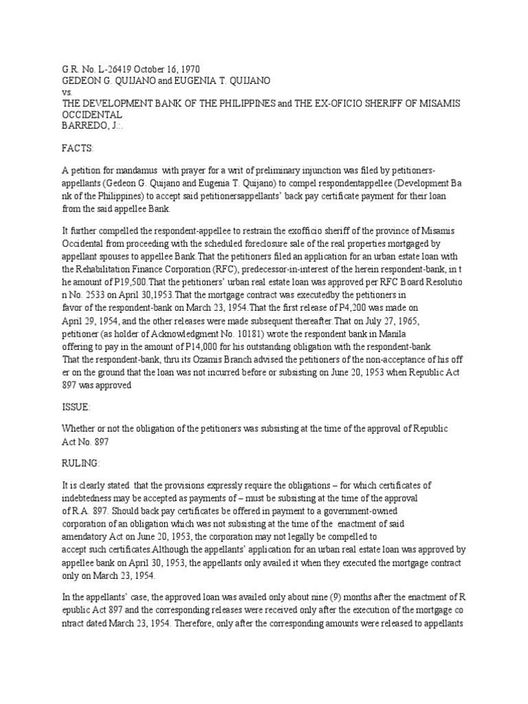 Court rules bank not obligated to accept back pay certificate | PDF ...