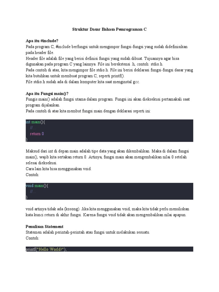 Panduan Dasar Pemrograman C | PDF