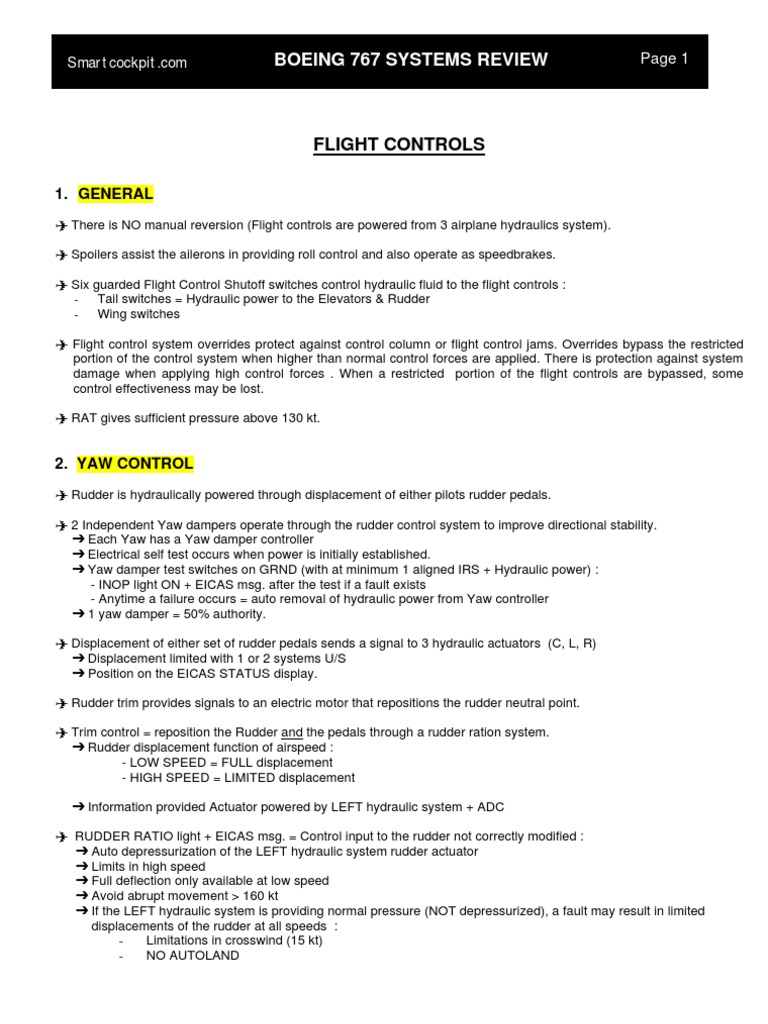 B767 Flight Controls | PDF | Aircraft Flight Control System | Flight ...
