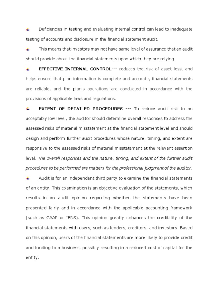 Effective Internal Control - R: Procedures To Be Performed Are Matters ...