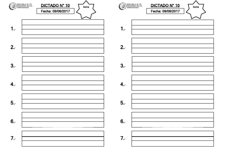 Formato de Dictado Semanal para Niños | PDF
