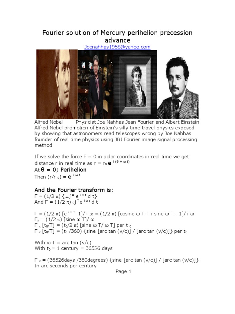 Fourier Solution of Mercury's Perihelion | PDF | Trigonometric Functions | Coordinate System