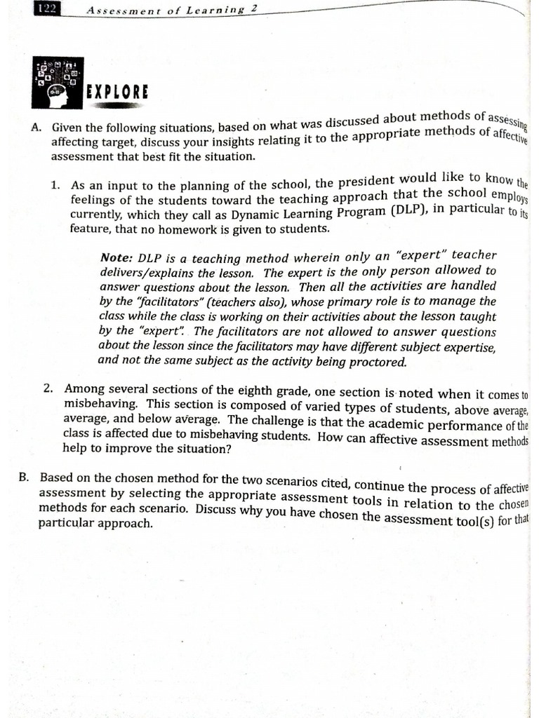 Activity Sheet For Development of Affective Assessment Tools | PDF