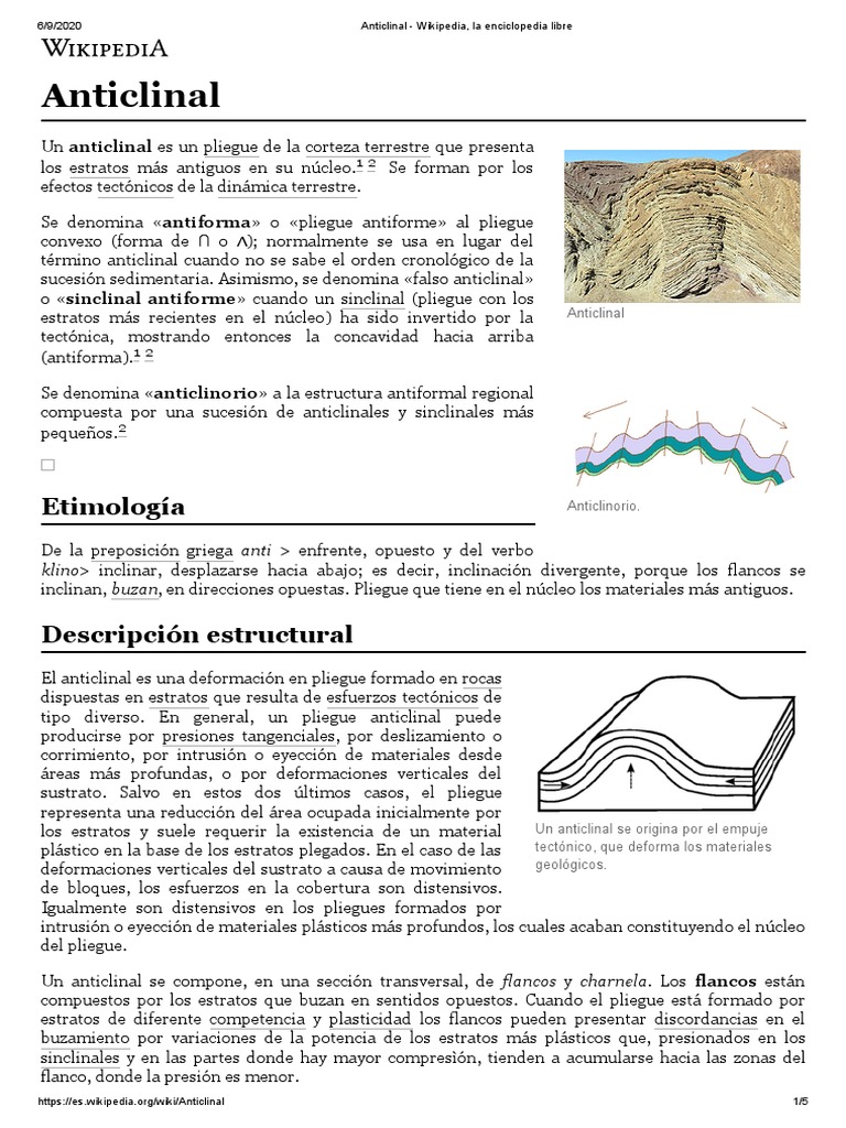 004 - Anticlinal - Wikipedia | PDF | Geología estructural | Geología