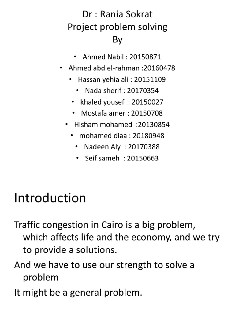 Cairo Traffic Problem Solutions | PDF | Bias | Traffic Congestion