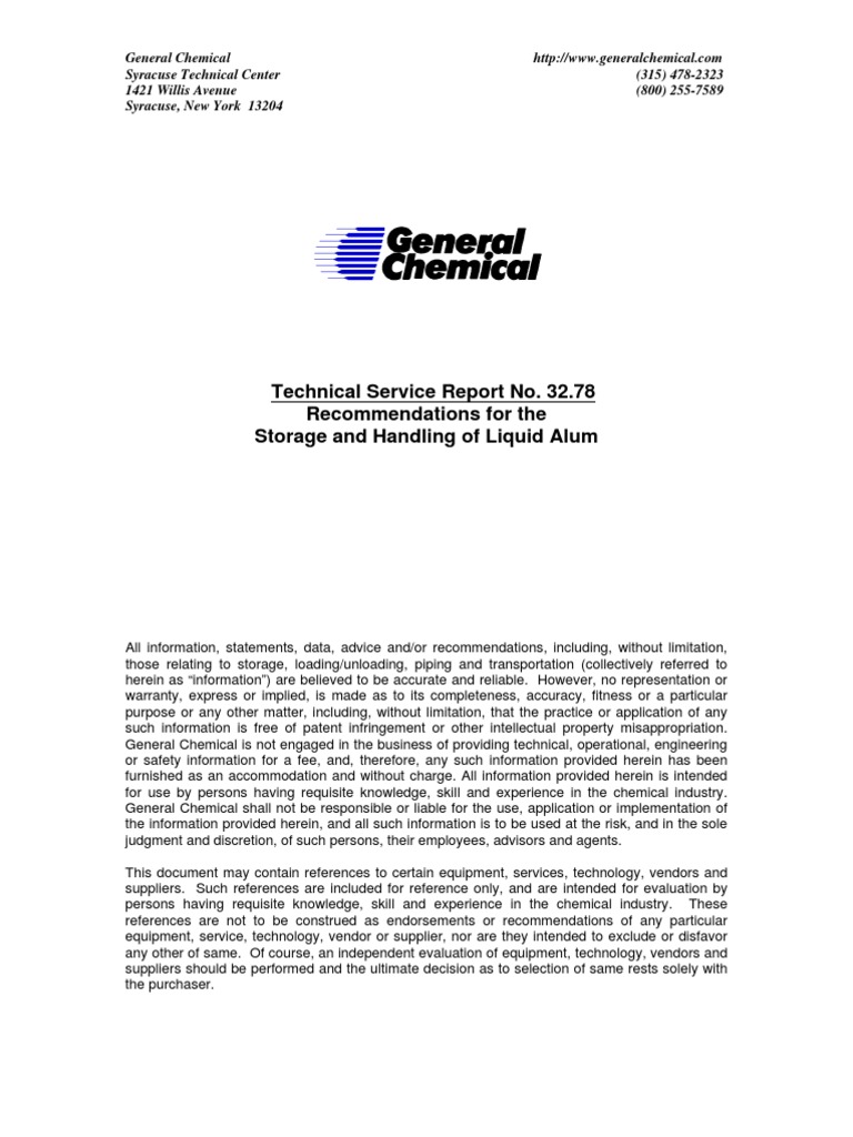 Liquid Alum Storage and Handling TSR 32 78 | PDF | Pipe (Fluid ...