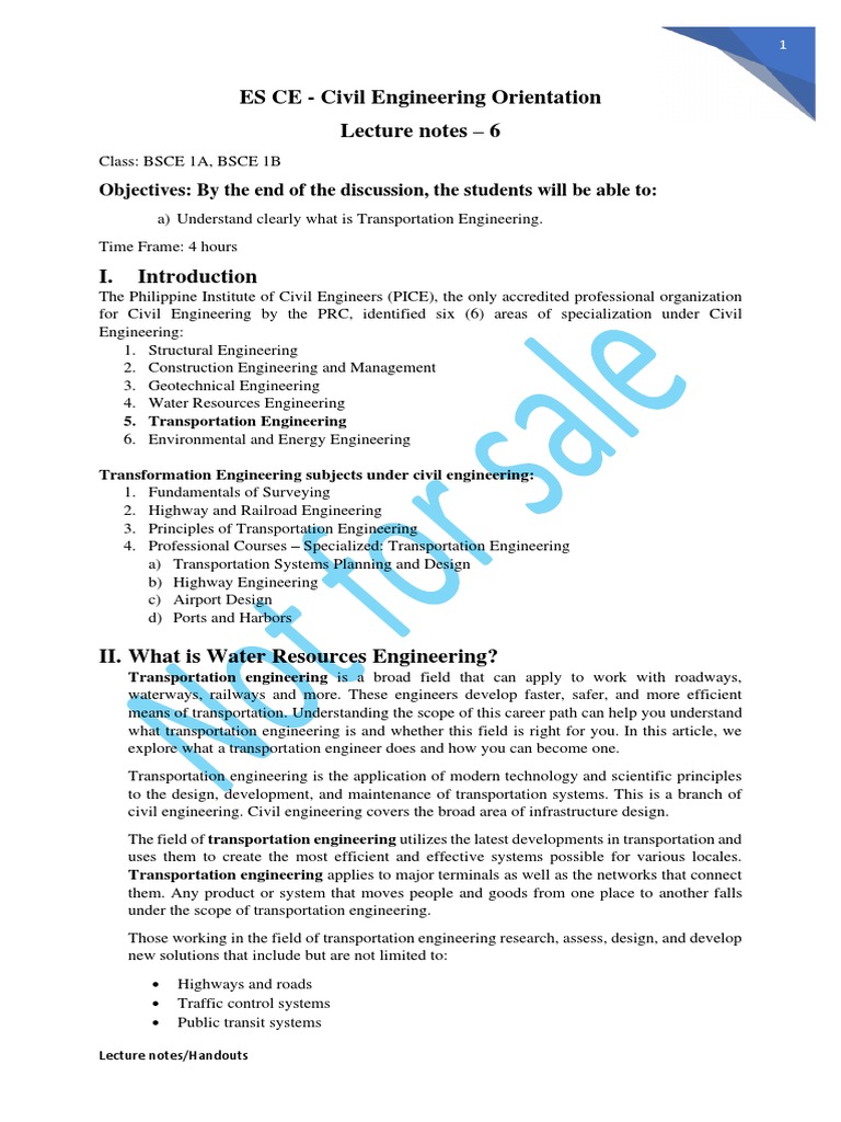 ES CE - Civil Engineering Orientation Lecture Notes - 6 | PDF ...