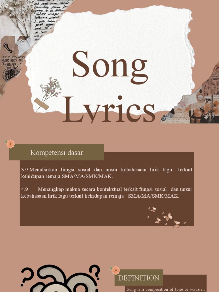 Song Lyrics | PDF | Syllable | Song Structure Song Lyrics | PDF | Syllable | Song Structure