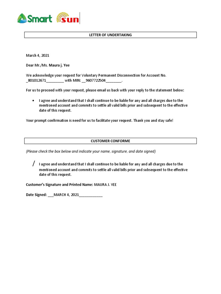 Smart-Sun Letter of Undertaking | PDF