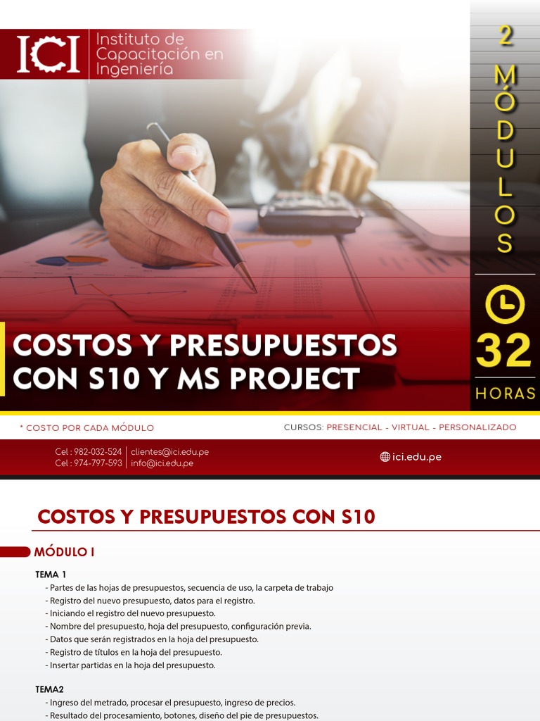 Costos y Presupuestos Con S10 + MS Project | PDF | Presupuesto | Informática