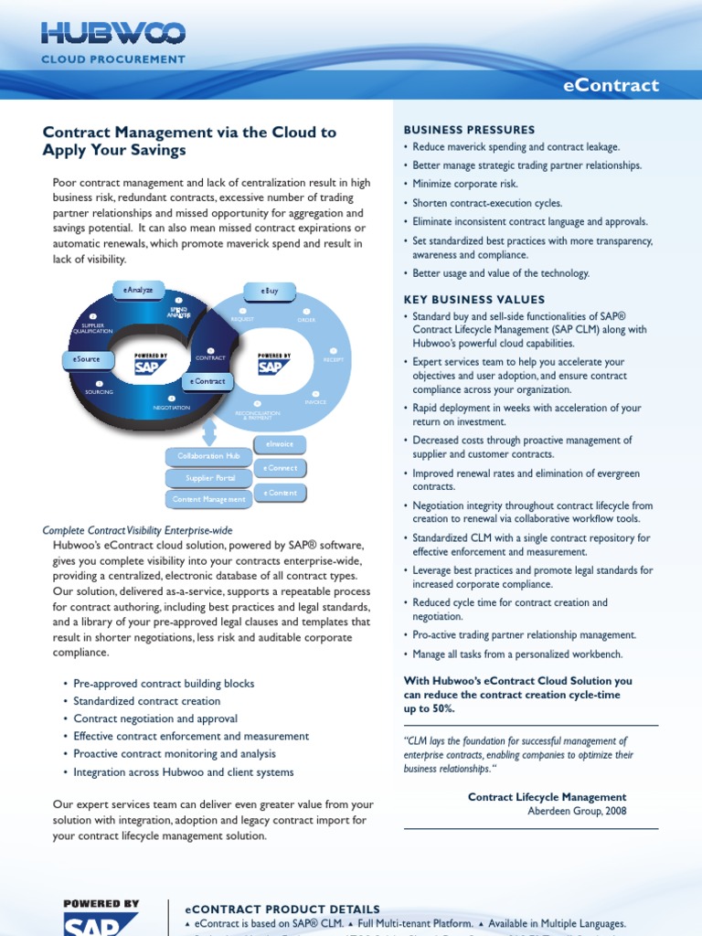 Hubwoo Econtract | Download Free PDF | Cloud Computing | Sap Se