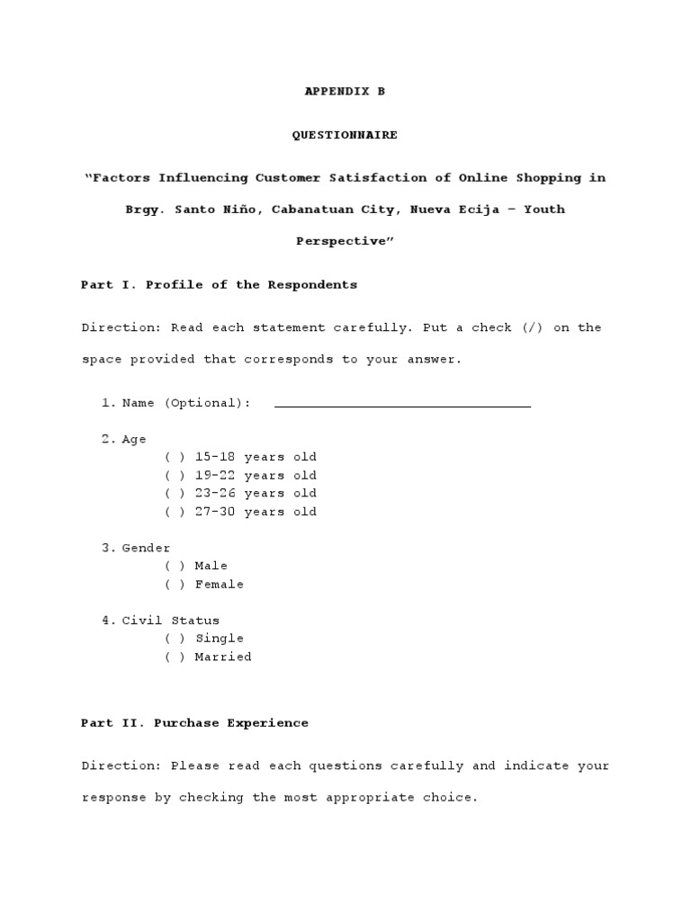 Questionnaire Neww | PDF | Online Shopping | Customer Satisfaction