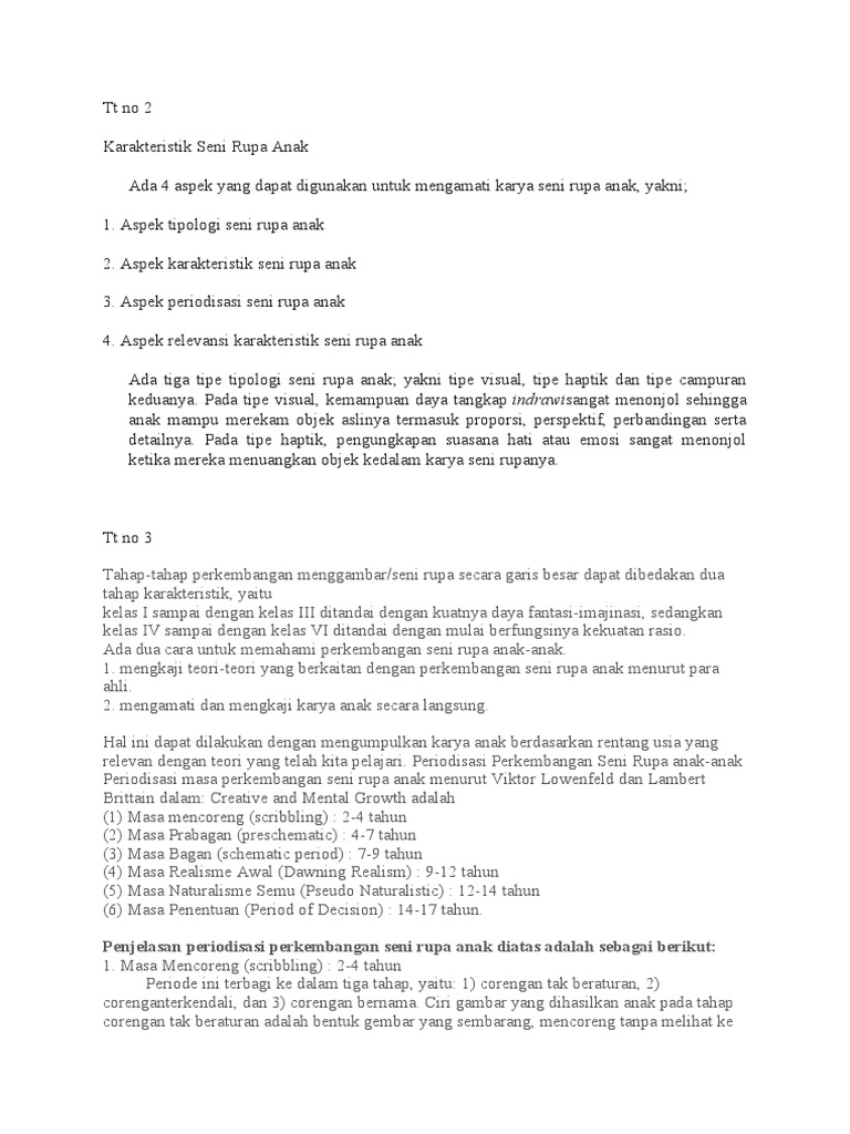 TT Pendidikan Seni Di SD | PDF