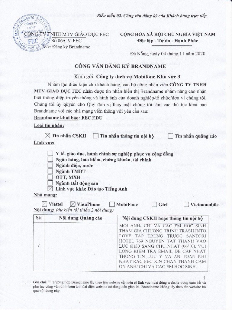 CV CSKH Ngoai Mang (Mobifone) | PDF