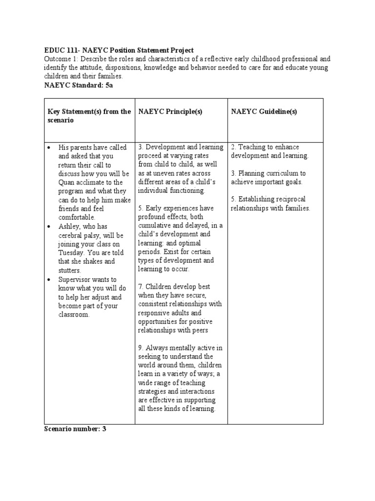 Naeyc Position Statement | PDF | Early Childhood Education | Learning