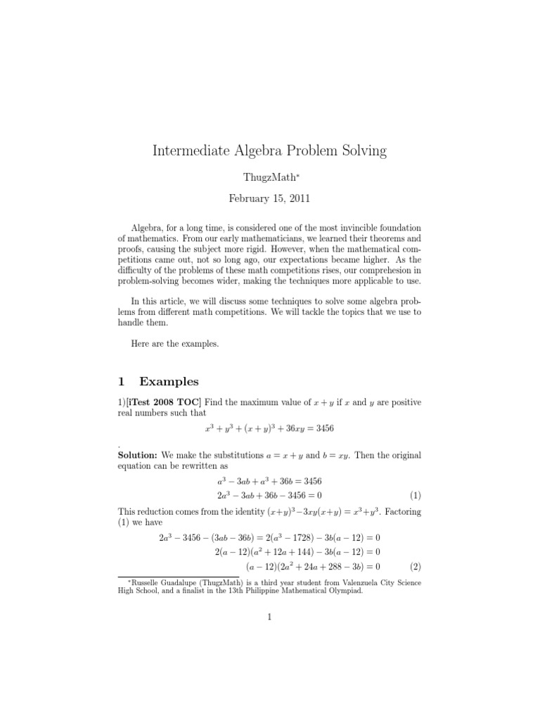 Algebra | PDF | Quadratic Equation | Algebra