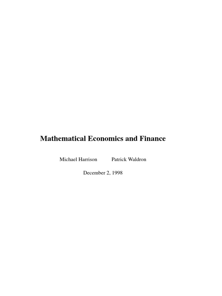 Mathematical Foundations Of Economics And Finance A Guide To Linear Algebra Calculus And 
