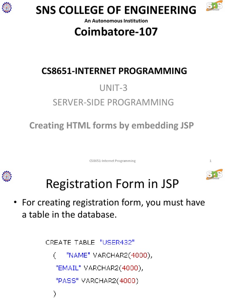 Cs8651-Internet Programming: UNIT-3 Server-Side Programming | PDF