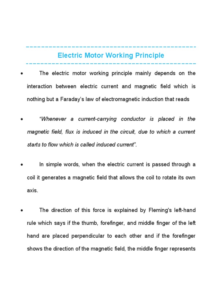 Electric Motor Working Principles Explained | PDF | Electric Motor ...