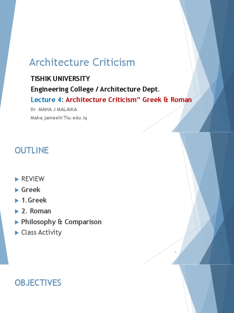Lecture 4 Architecture Criticism Greek and Roman | PDF | Ancient Greek ...