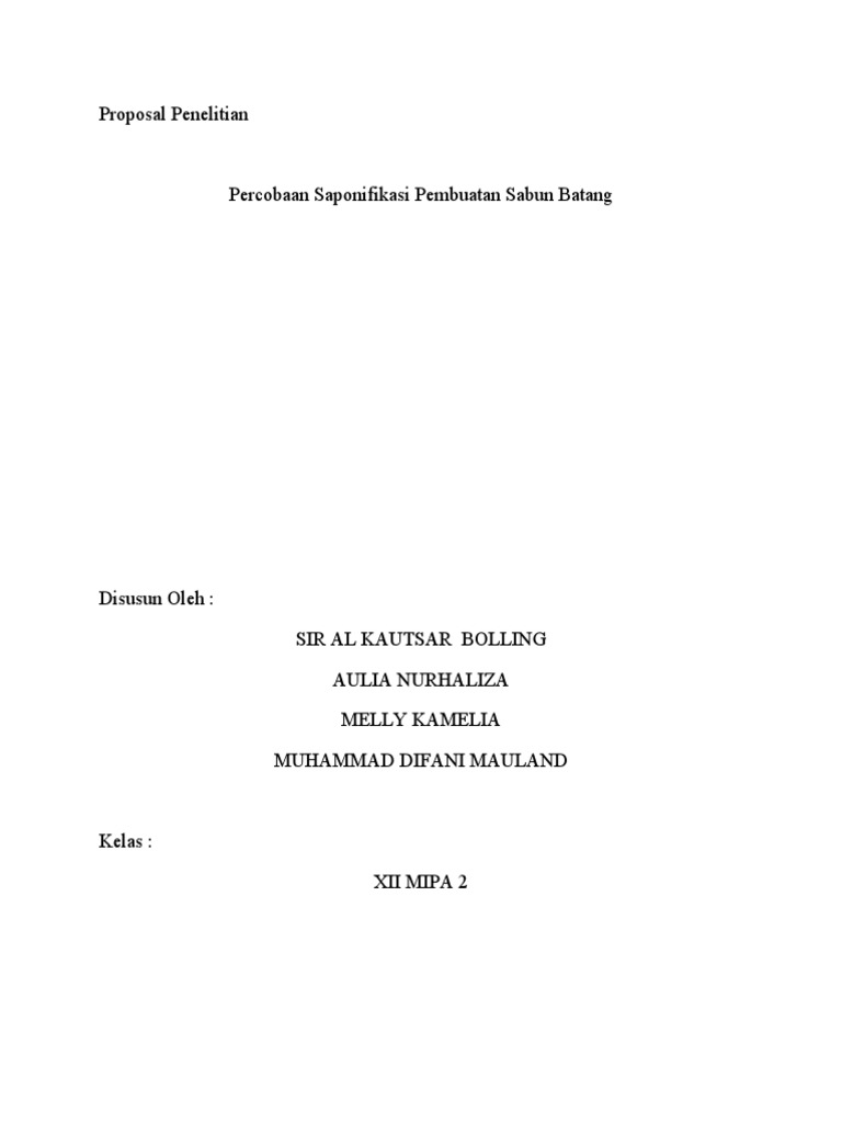 Proposal Penelitian Kimia SAPONIFIKASI | PDF