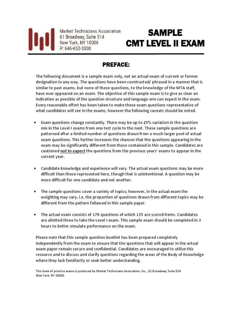 Sample CMT Level Ii Exam: Preface | PDF | Market Trend | Bonds (Finance)