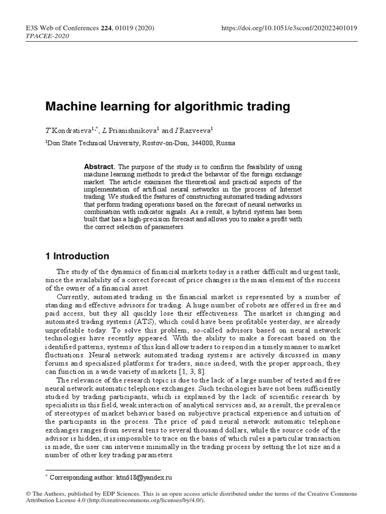 Machine Learning For Algorithmic Trading | PDF | Forecasting | Applied ...