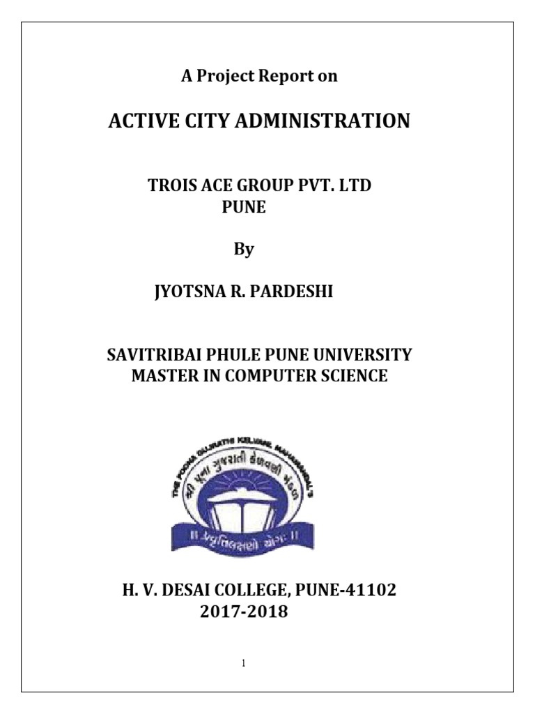 A Project Report On Active City Administ | PDF | Feasibility Study ...