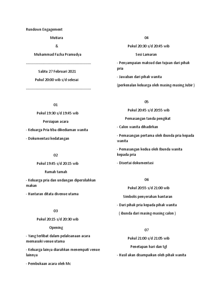 Rundown Engagement | PDF