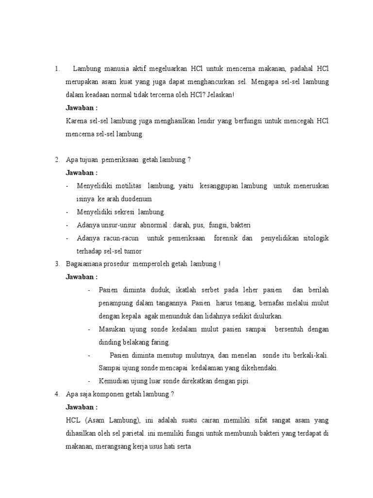Proses dan Komponen Getah Lambung | PDF