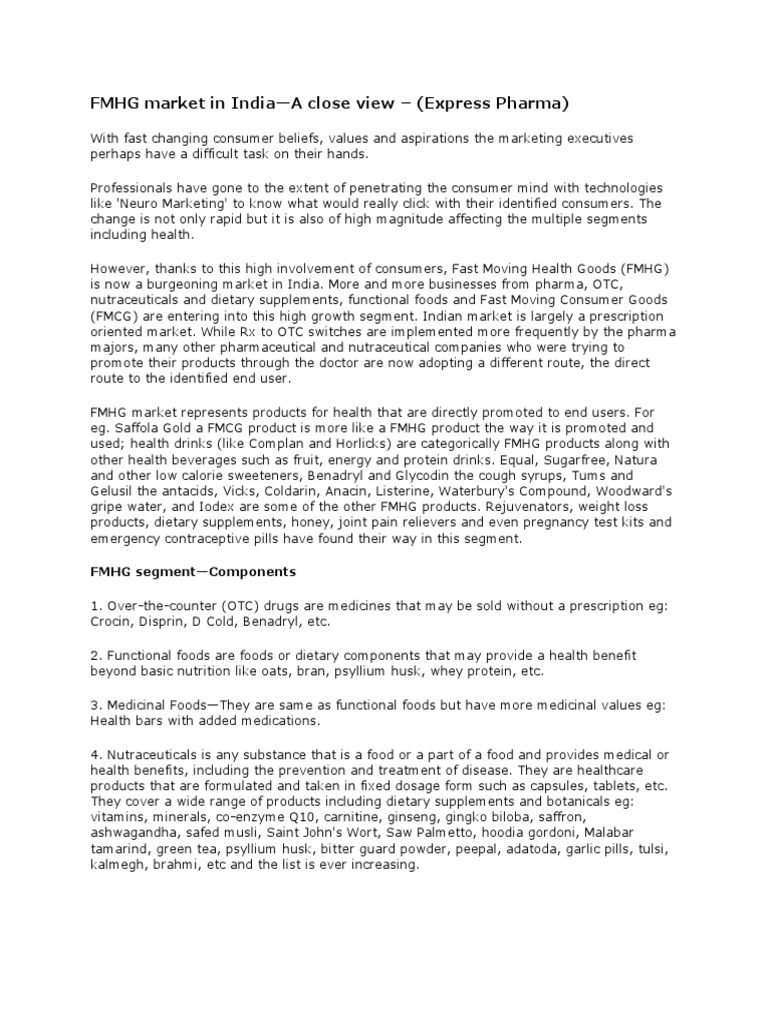 FMHG Market in India | PDF | Nutraceutical | Dietary Supplements