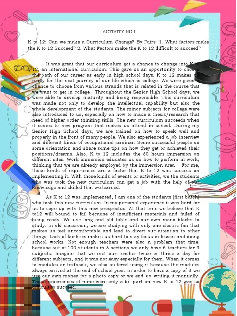 Activity No 1 (Can We Make A Curriculum Change) | PDF | Curriculum ...