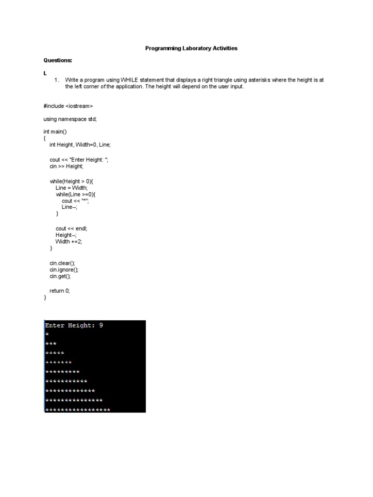 Programming Laboratory Activities Questions I Pdf Pointer Computer Programming Namespace 