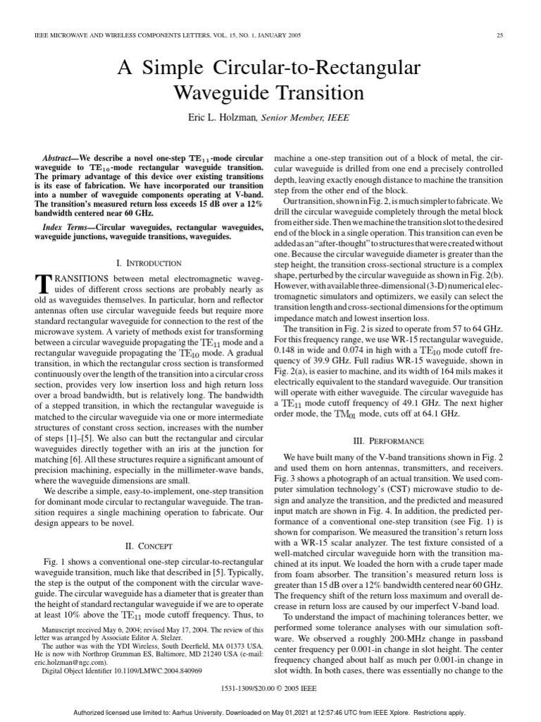 A Simple Circular-to-Rectangular | PDF | Waveguide | Microwave