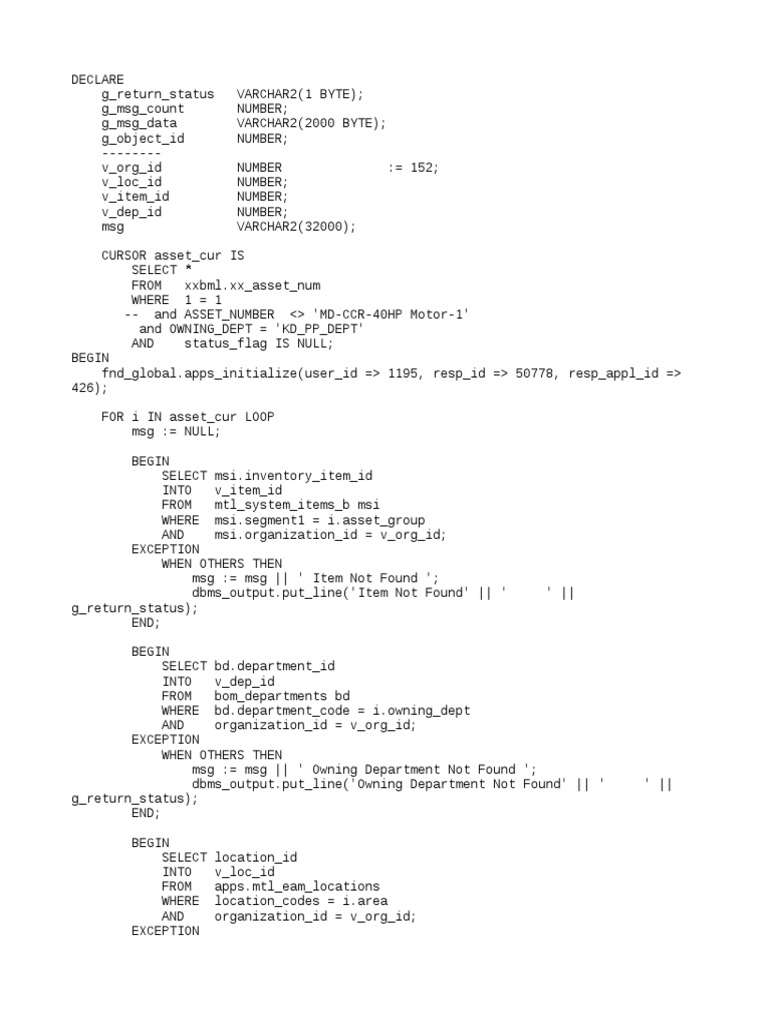 Asset Number API PKG | PDF | Computer Programming | Computing