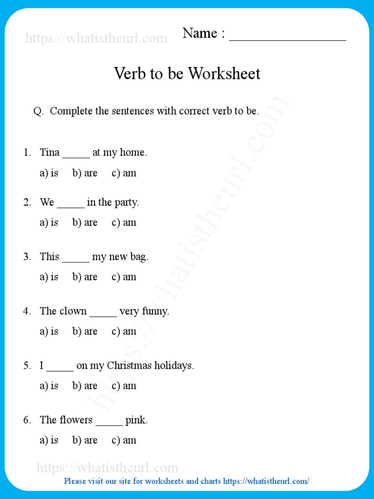 Verb To Be Worksheets For Grade 2 Grammar Drills Tests Worksheet ...