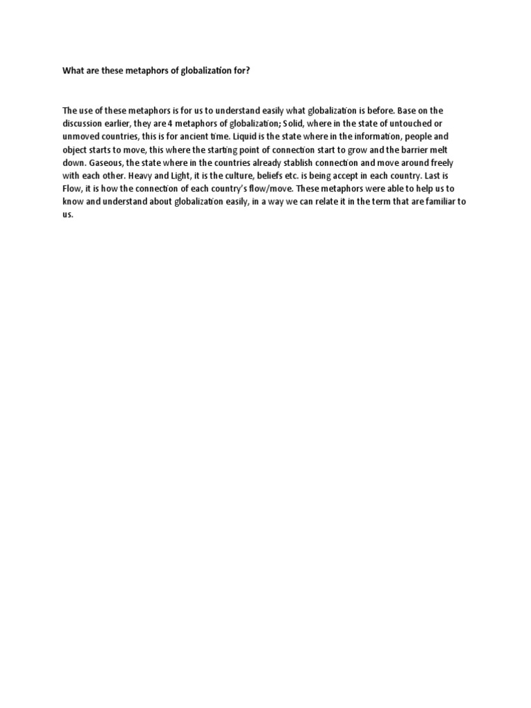 Metaphors of Globalization Explained | PDF