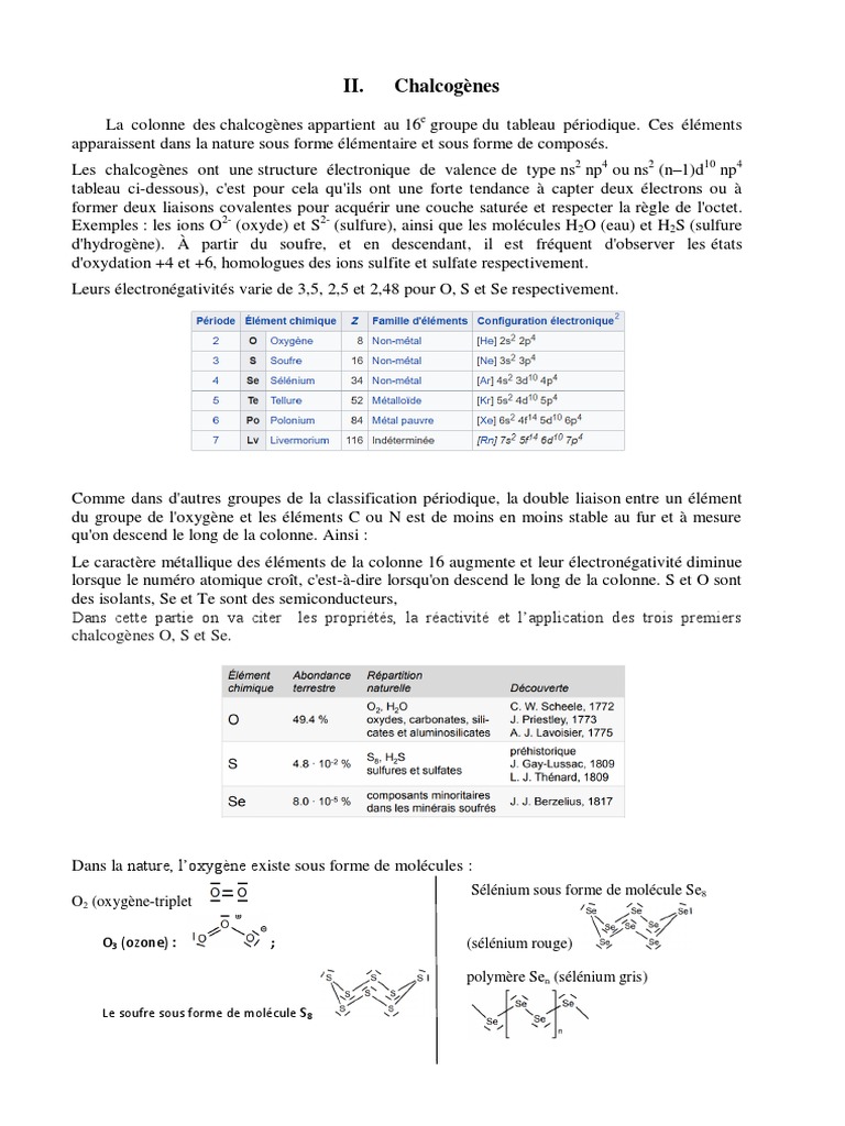 Chalcogène-Cours L2 - 21 | PDF | Réaction d'oxydoréduction | Sulfure