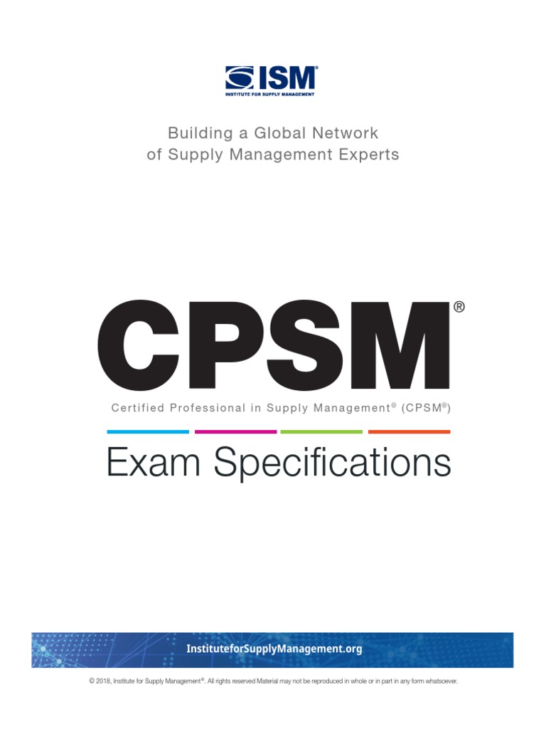 ISM CPSM Exam-Specifications | PDF | Supply Chain | Strategic Management