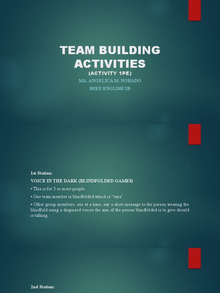Team Building Activities: (Activity 1pe) | PDF