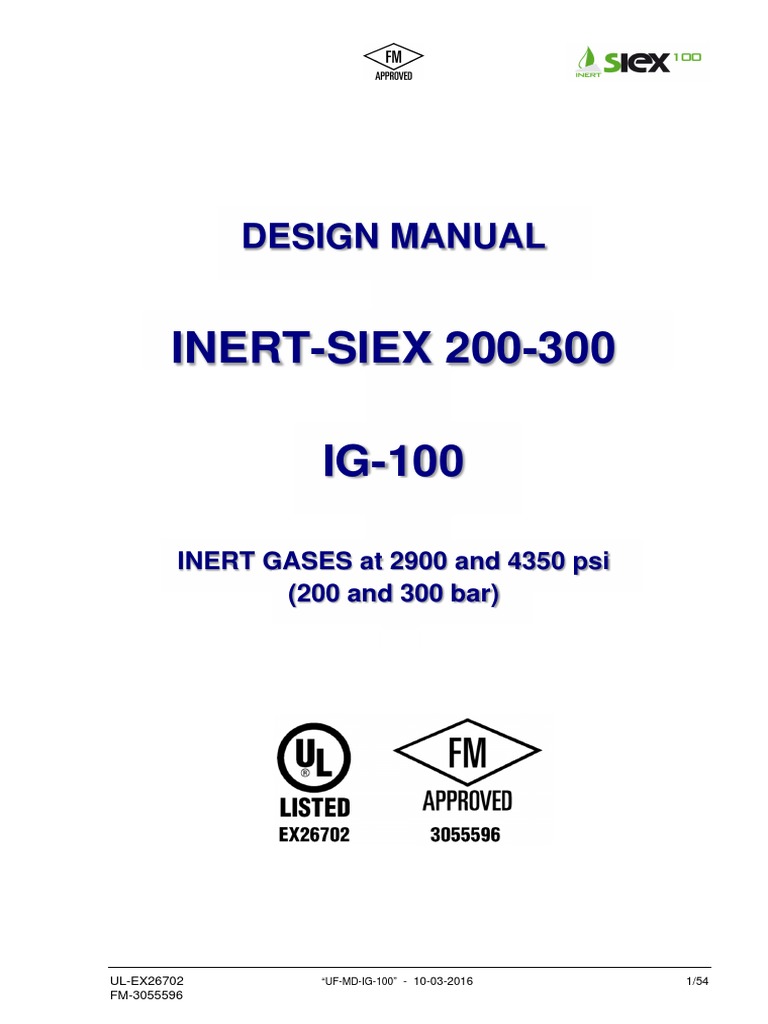 INERT-SIEX 200-300 IG-100: Design Manual | PDF | Fires | Actuator