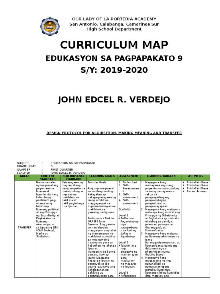 Idoc - Pub - Esp 9 Curriculum Mapdocx | PDF