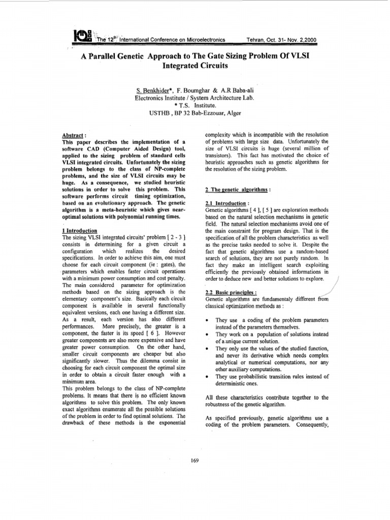 A Parallel Genetic Approach To The Gate Sizing Problem of Vlsi I | PDF | Genetic Algorithm ...